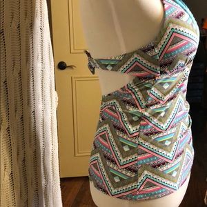 SO | Swim | Geometric Fabric Deep V Tankini | Poshmark